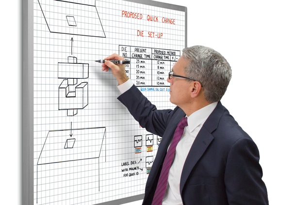 Gridded Magnetic Dry Erase Whiteboard