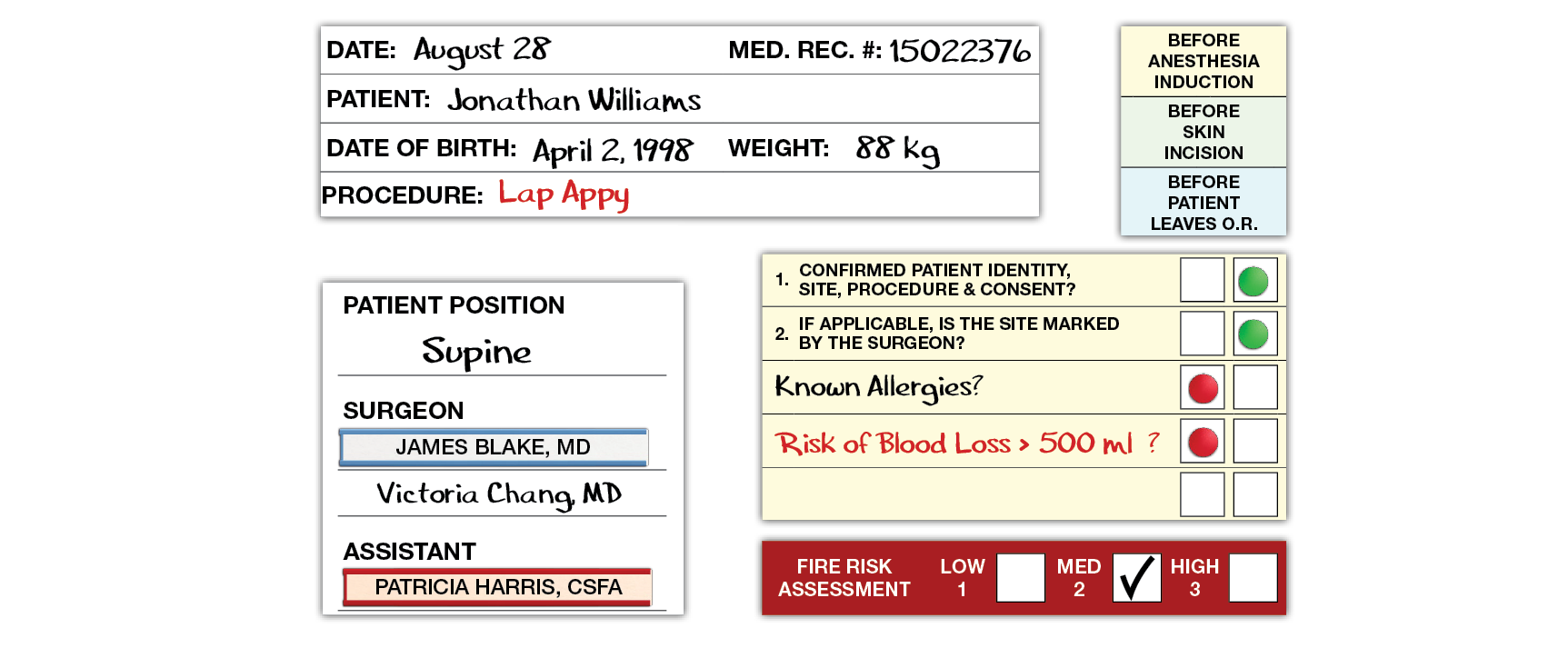 Surgical Time Out Checklist™ Magnetic Dry-Erase System