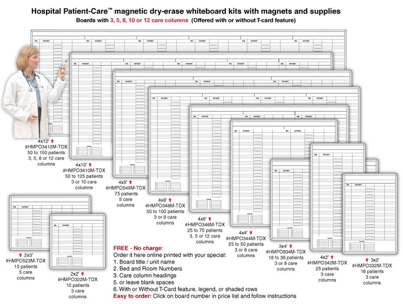 Hospital Patient CarePlanner™ Magnetic Boards