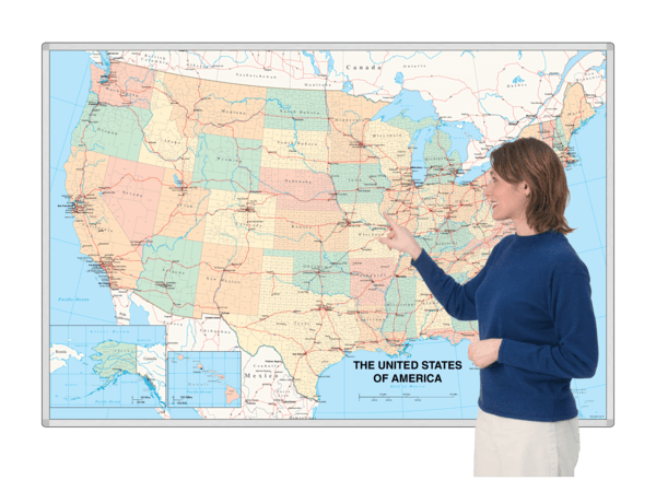 MagnaMap® magnetic printed steel whiteboard Maps