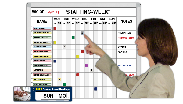 Staffing-Week In-Out Planning Boards for Staff | Magnatag