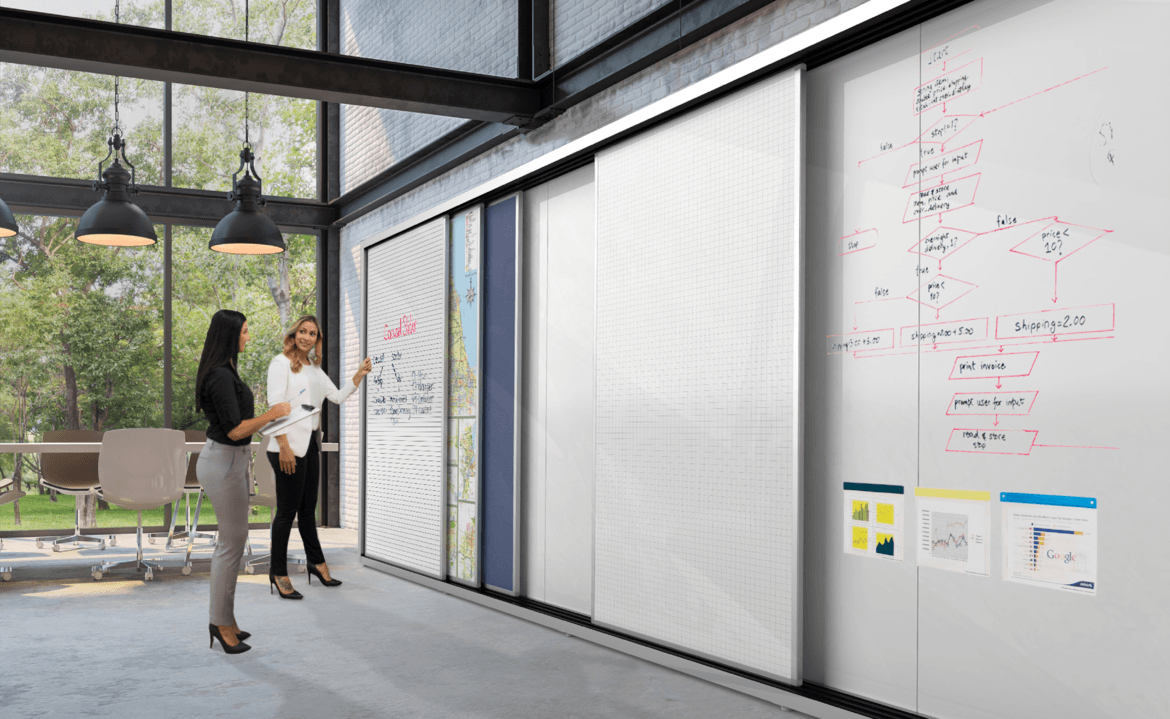TrackWall Sliding Dry-Erase Visual Display Cabinet
