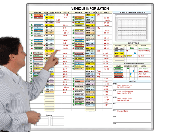 School Bus Vehicle Information Tracker® Magnetic Whiteboard kits