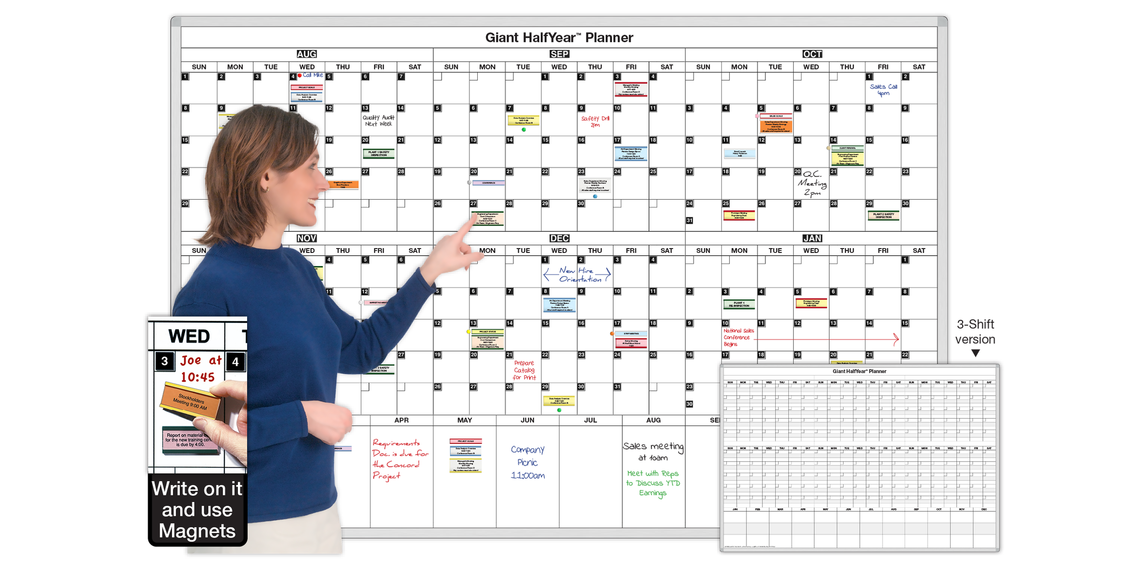 Giant HalfYear 6-Month Daily Planner Dry-Erase Whiteboards
