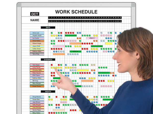 Work Scheduling Magnetic Whiteboard
