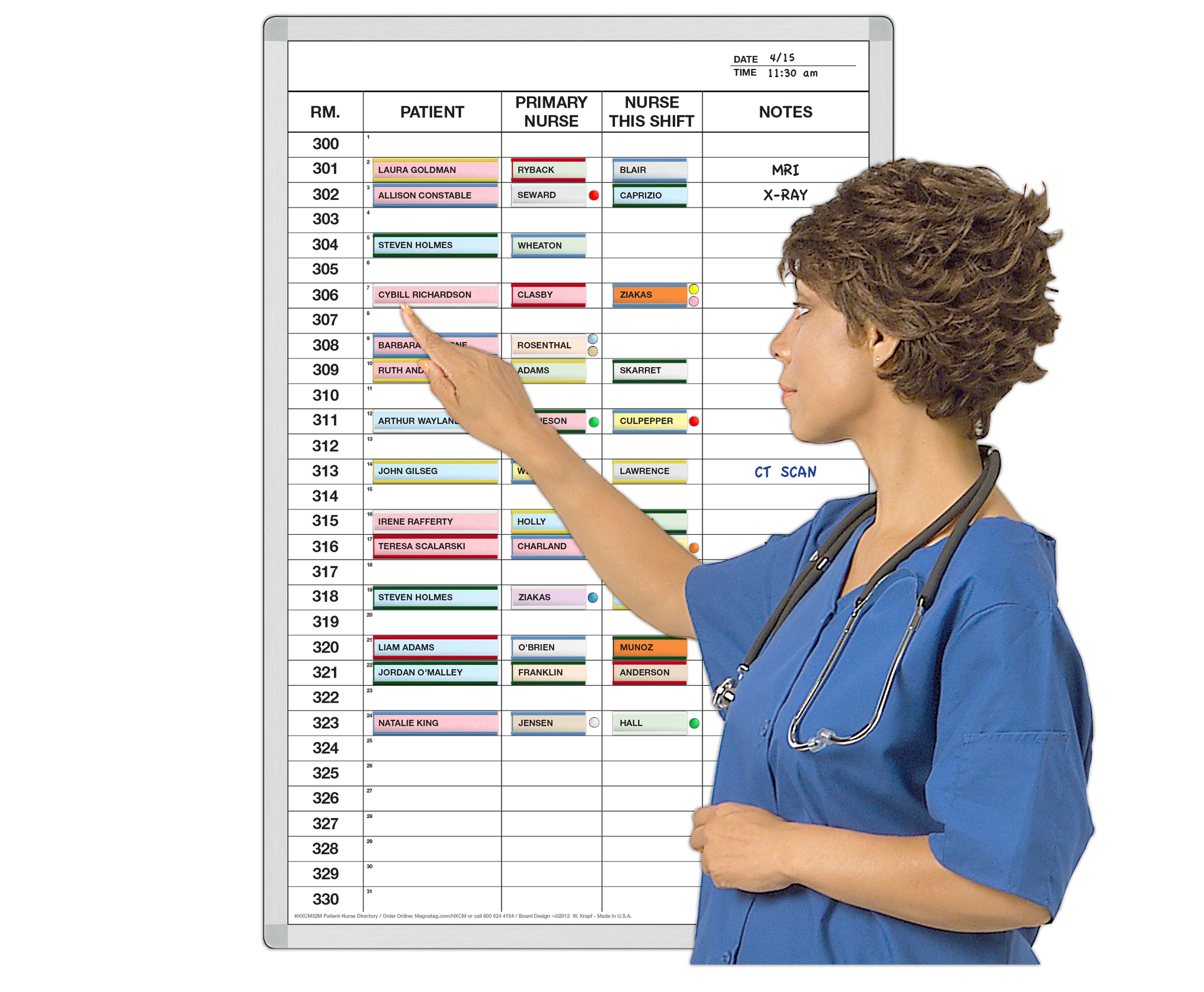 Patient-Nurse Whiteboard Tracker | Magnatag Visible System