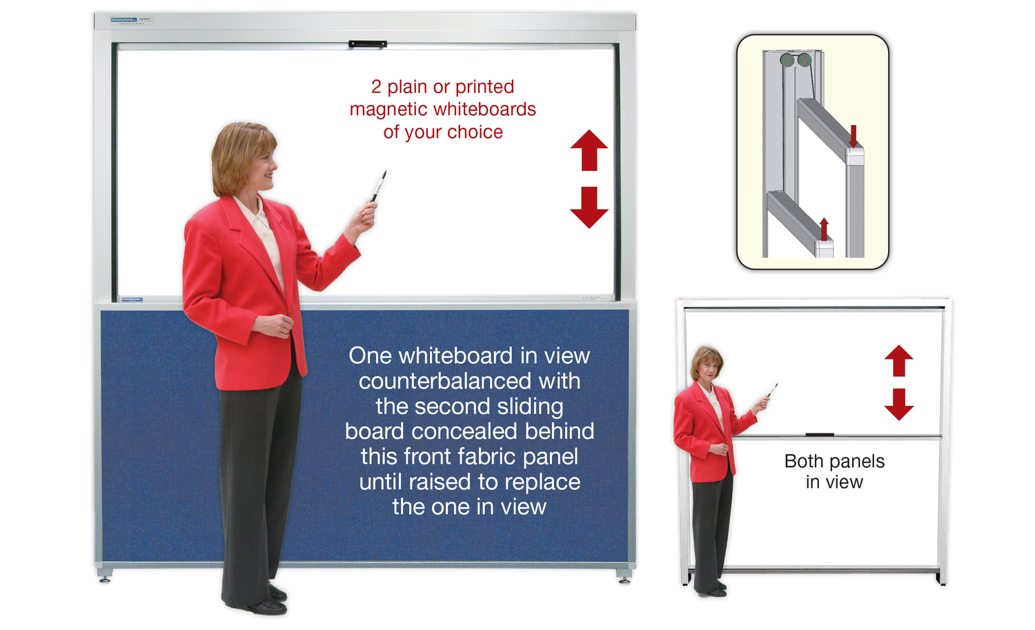 HighRizer™ Vertical Sliding Whiteboard Cabinets