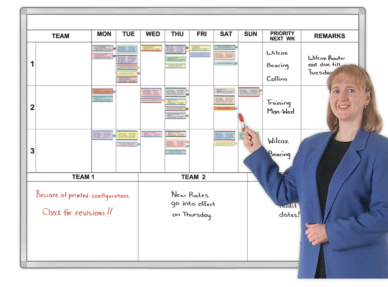 Weekly Team Planner | Magnetic Dry-Erase Board for 3-5 Teams