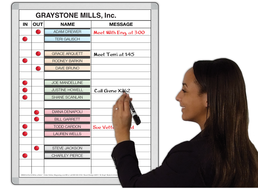Employee In/Out Magnetic Whiteboards