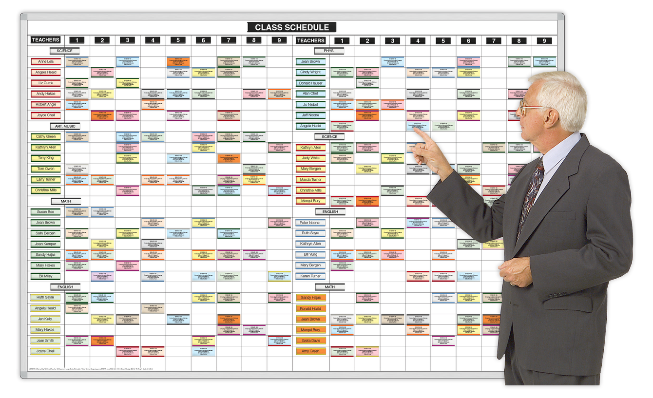 9-Period Teacher/Class Schedule | Whiteboard For 30-120 Rooms