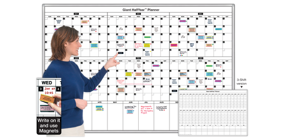Giant HalfYear 6-Month Daily Planner Dry-Erase Whiteboards
