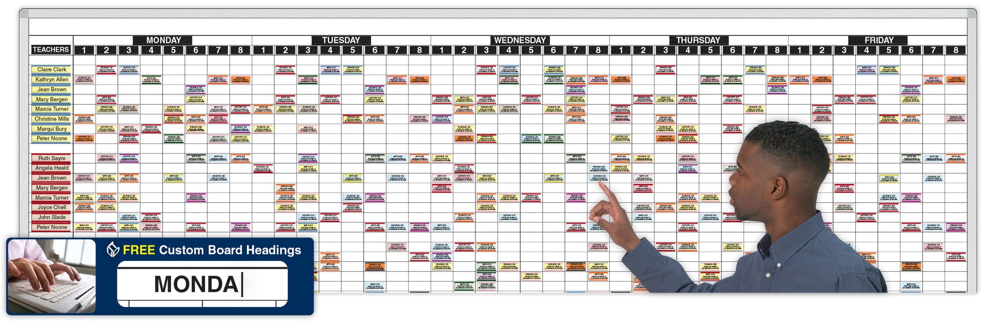 5 Day 8-Period Class Schedule Whiteboard System