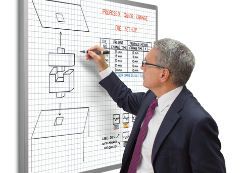 Gridded Magnetic Dry Erase Whiteboard