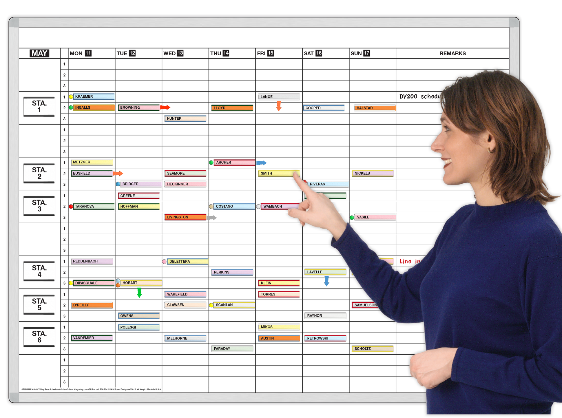 Work Shift Schedule Board |3 Shift Magnetic Whiteboard