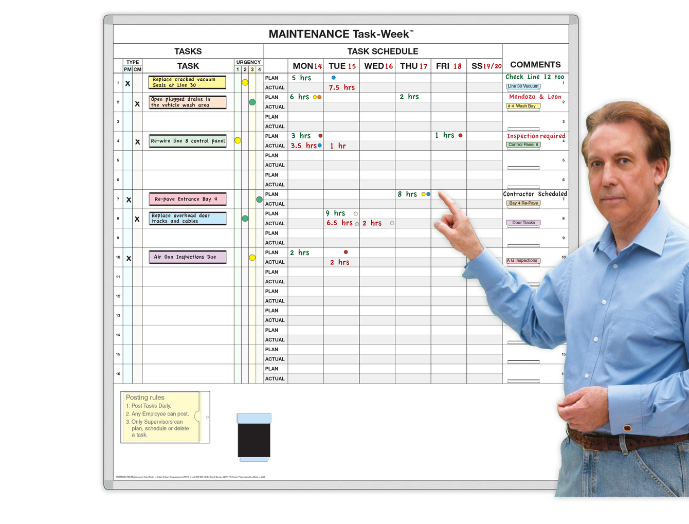 Plant Maintenance TaskWeek™ 7-Day Magnetic Task Schedule