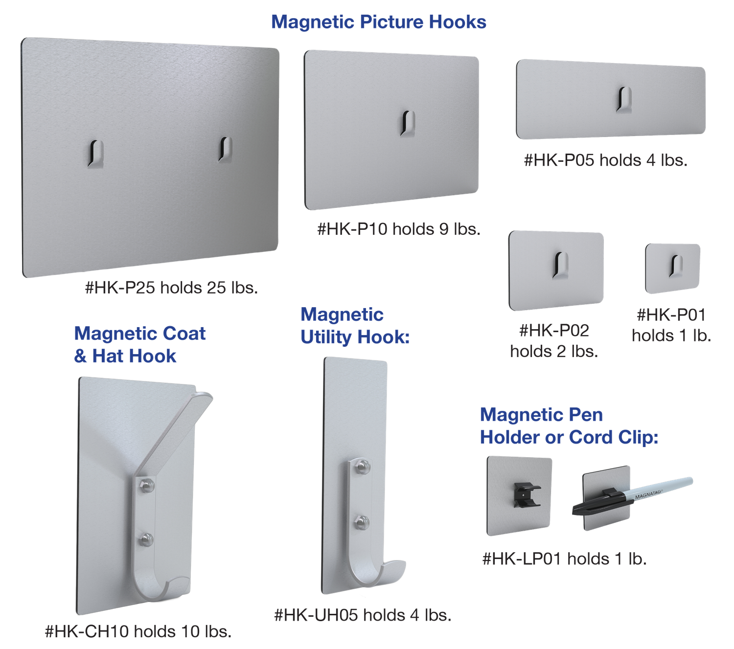 Magnetic Hooks: Picture, Coat, Utility