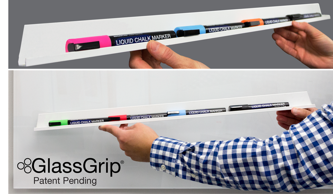 GlassGrip® SlimLyne™ Glass Whiteboard Marker Trays