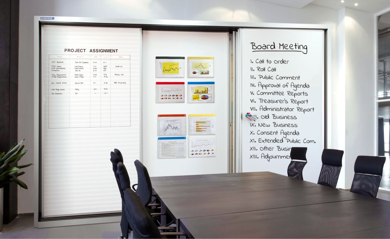 TrackWall Sliding Dry-Erase Visual Display Cabinet