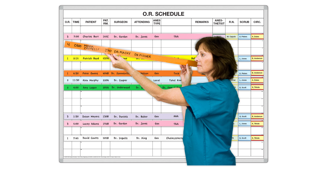 Hospital O.R. Surgery Scheduling Whiteboard | Magnatag