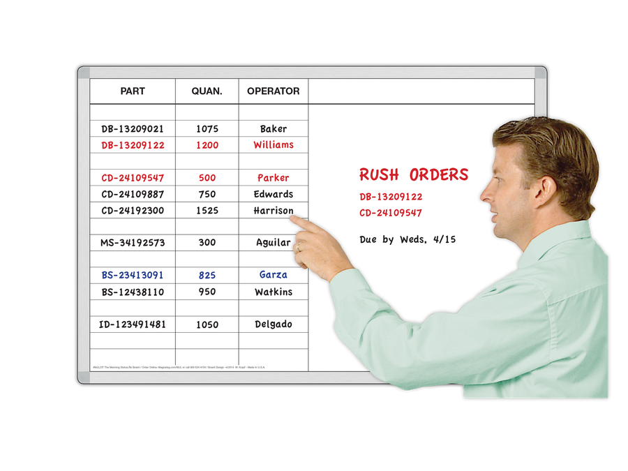 Work Scheduling Magnetic Whiteboard