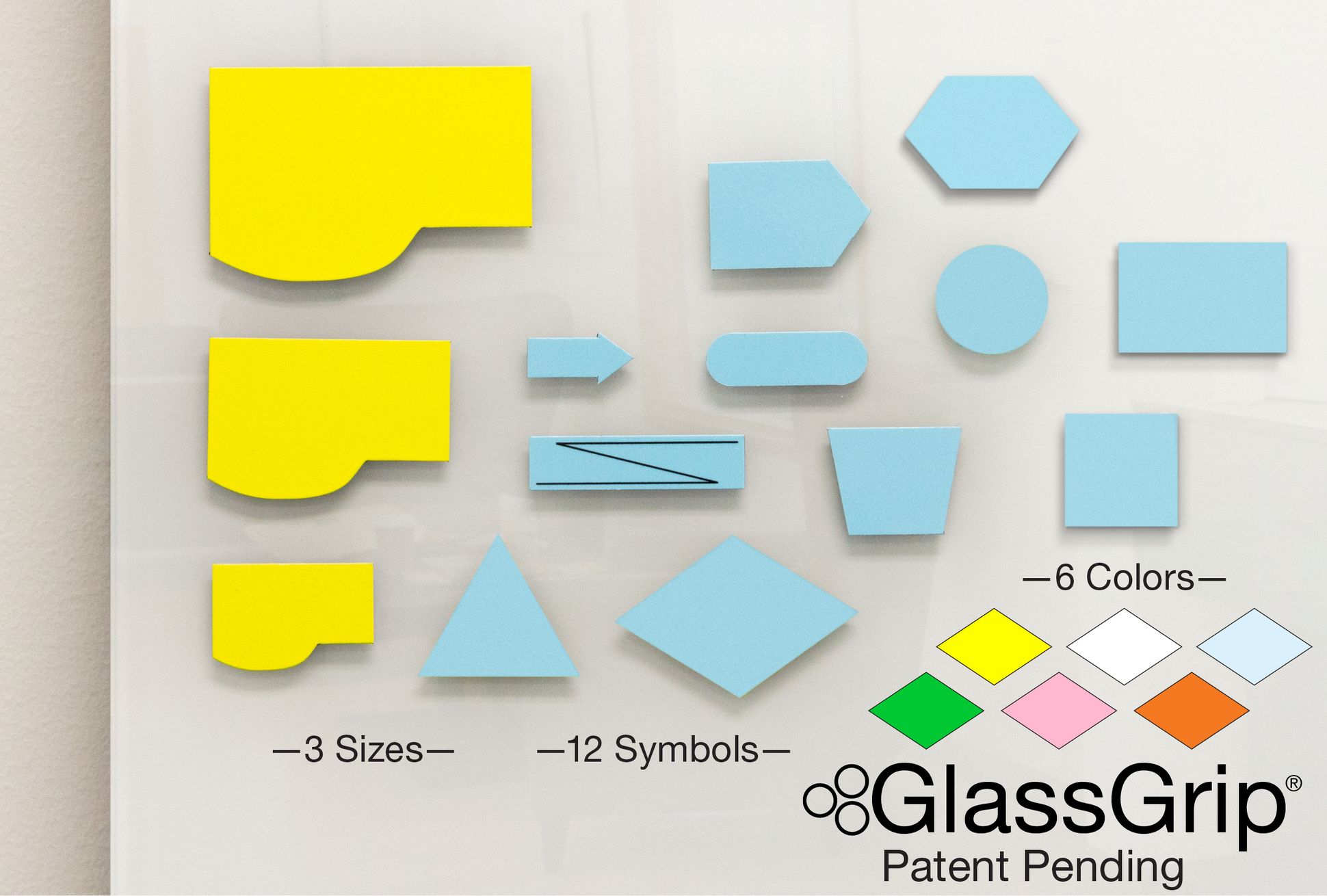 GlassGrip® Damp-dry-erase Flow Chart Symbols