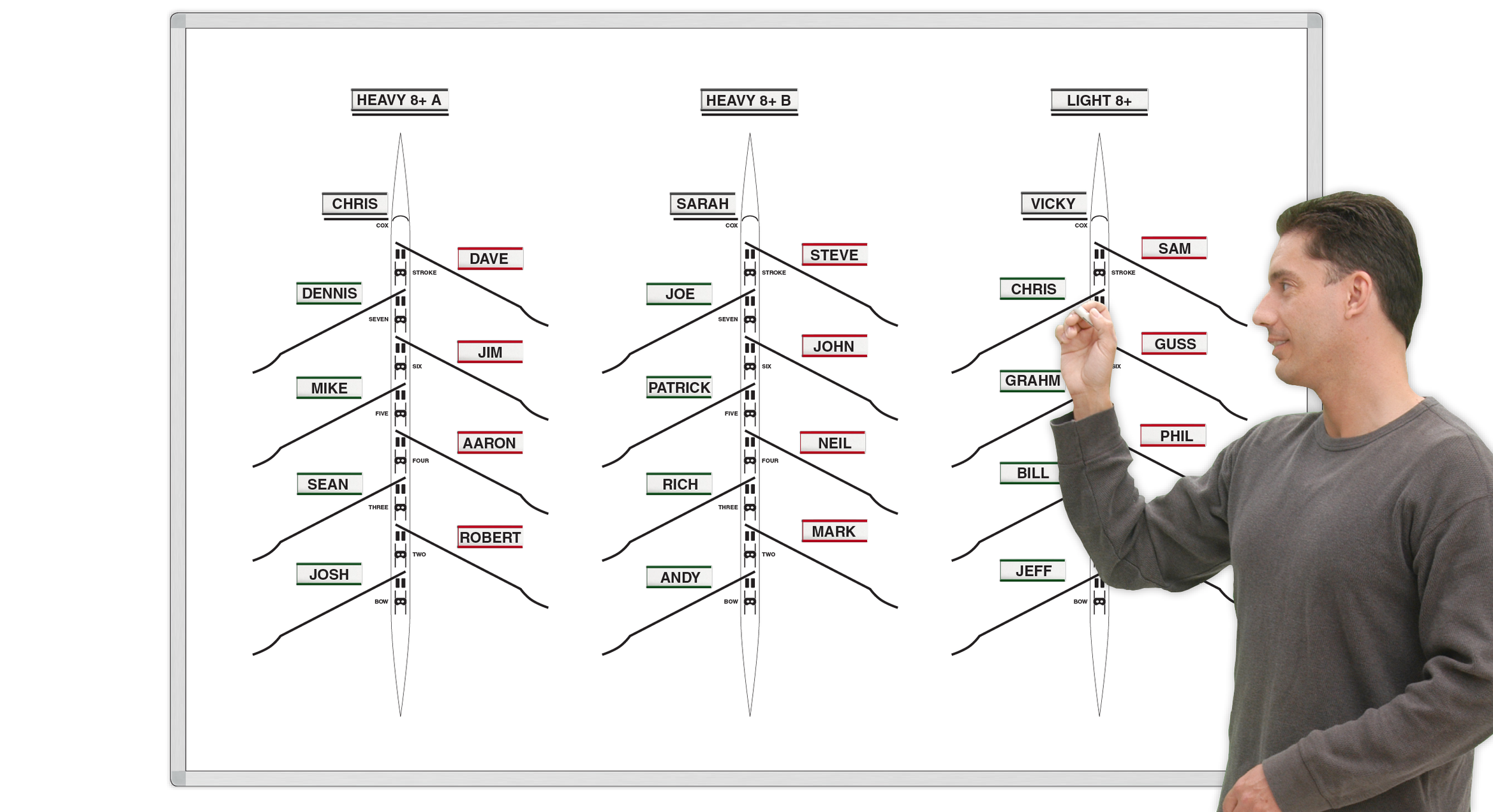 Magnetic dry-erase printed Crew-Boating™ Whiteboard