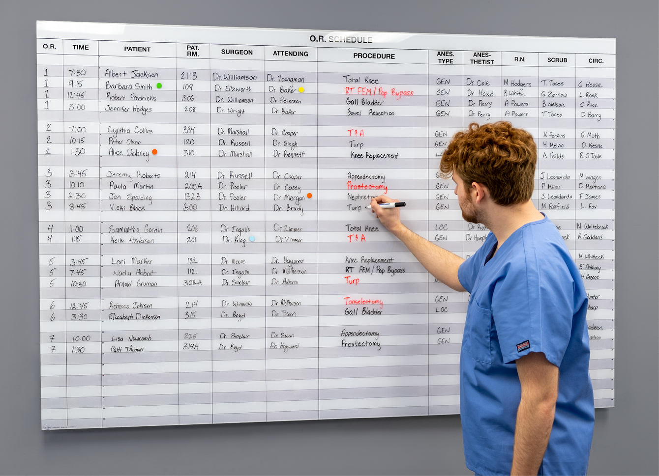 Glass Operating Room Surgery Schedule