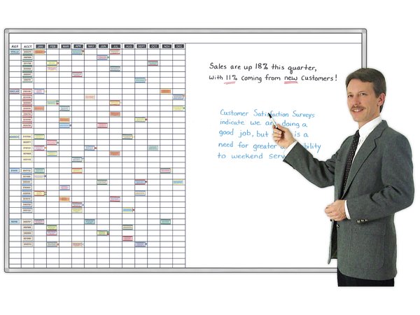 Gridded Magnetic Dry Erase Whiteboard