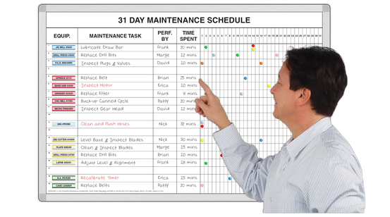 31-Day Maintenance Tracker | Magnetic Dry-Erase Scheduling Board