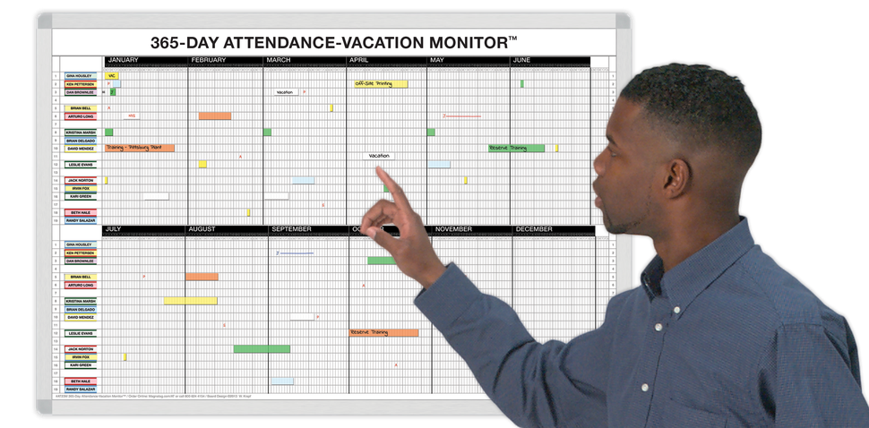 365-Day Attendance-Vacation Monitor | Attendance Tracker