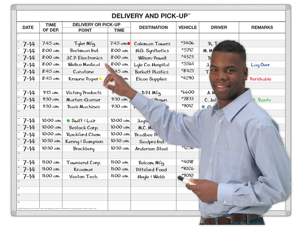 Delivery & Pick-Up Scheduling Whiteboard | Magnatag Visible System