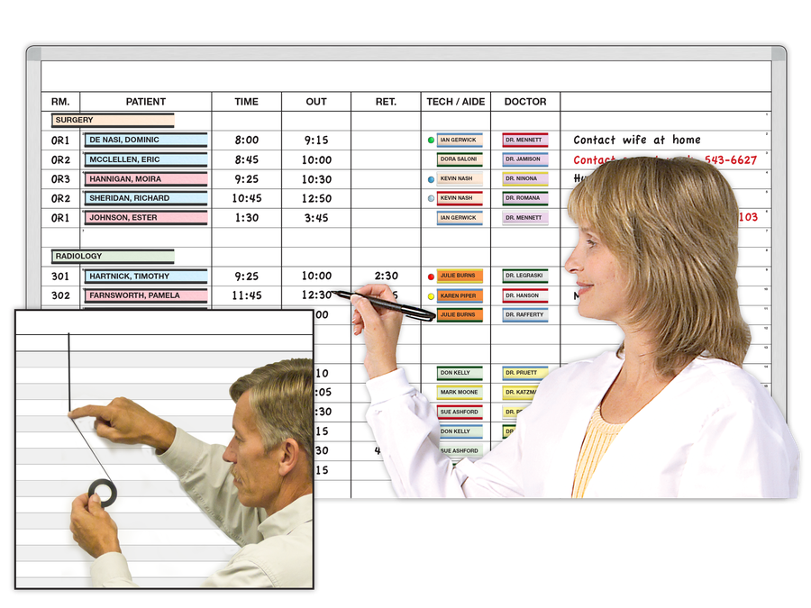 Magnetic Patient Therapy Whiteboard Schedules