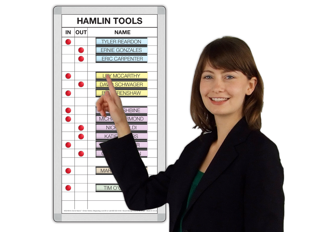 In-Out, In/Out, In & Out & Name Magnetic Whiteboards | Magnatag