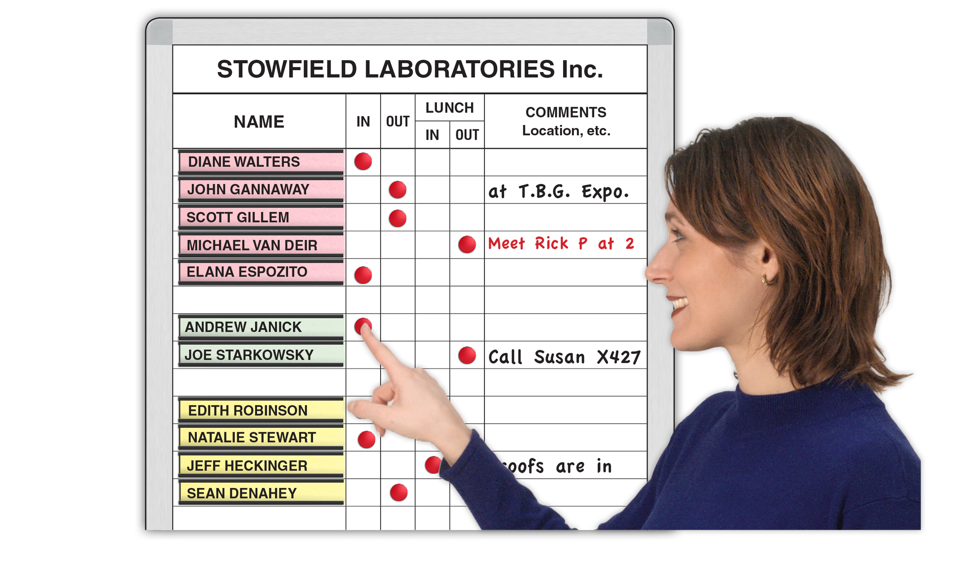 In-Out, In/Out Lunch & Location Whiteboards | Magnatag