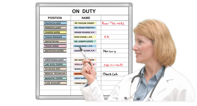 Nurse and Doctor, On-staff Hospital Magnetic Whiteboard System