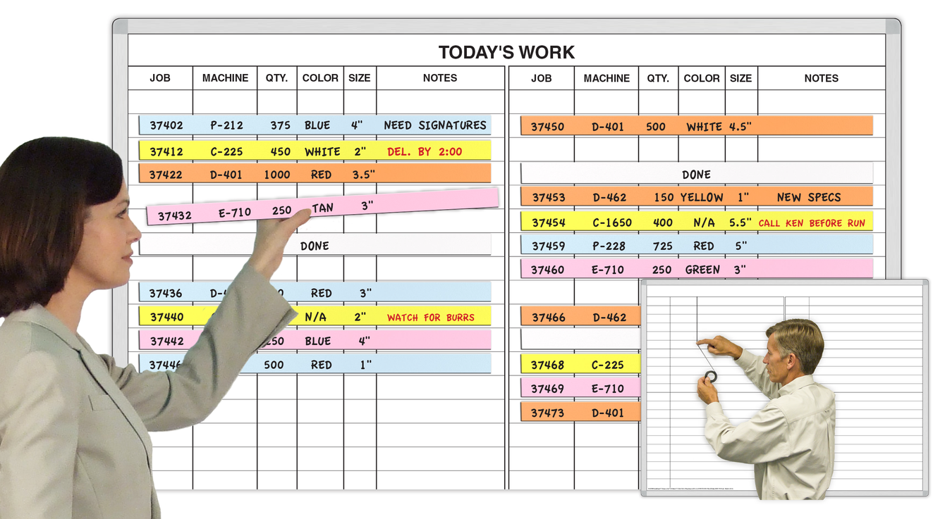 2-Sided Long Magnet Whiteboard Scheduling Kits | Magnatag